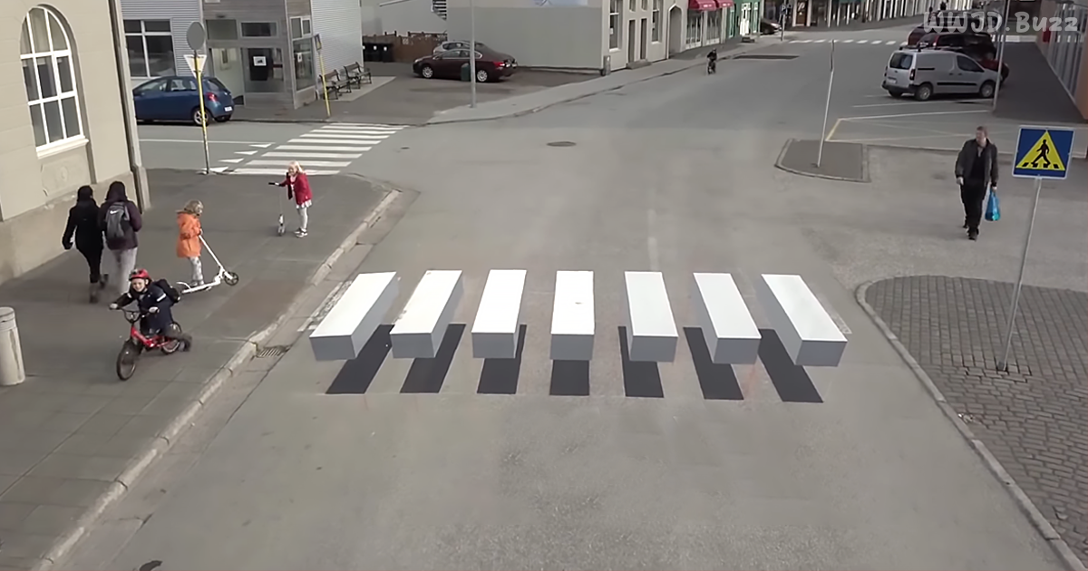 Small Town Paints Ingenious 3D Optical Illusion Crosswalk To Make Cars ...