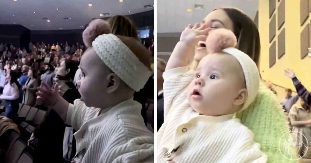 Mom beams with joy as baby raises hands in worship – WWJD